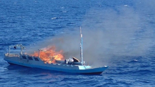 Australian Border Force Burns Illegal Fishing Vessels